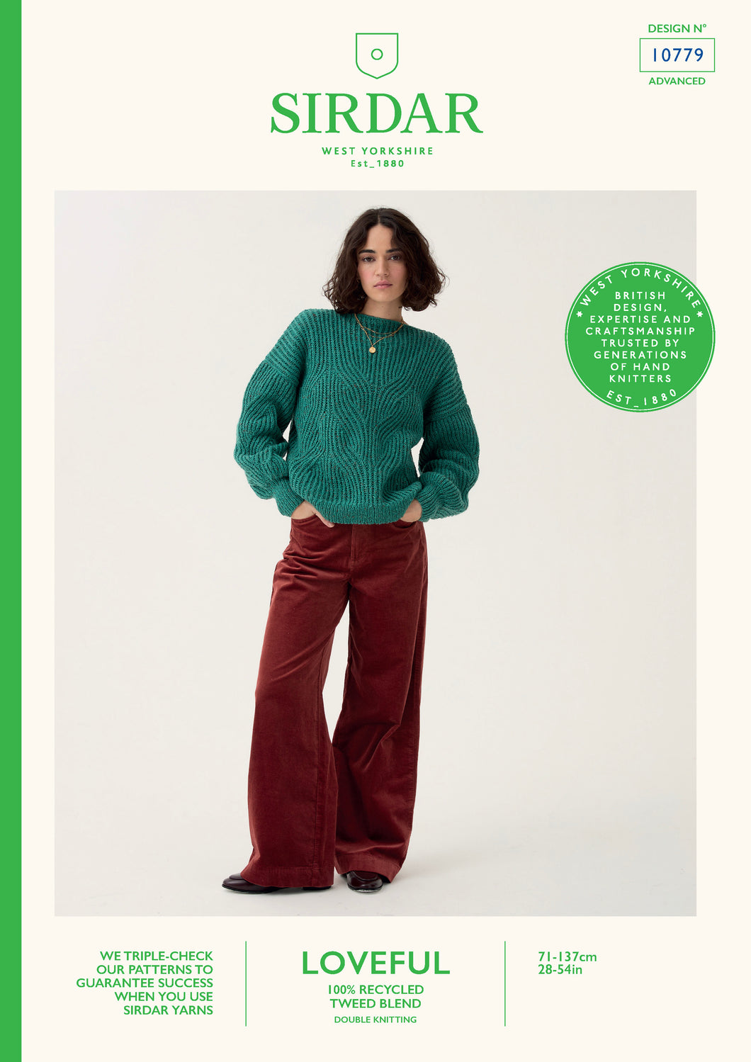 Sirdar 10779 Loveful 100% Recycled Tweed Sweater Double Knit Knitting ...