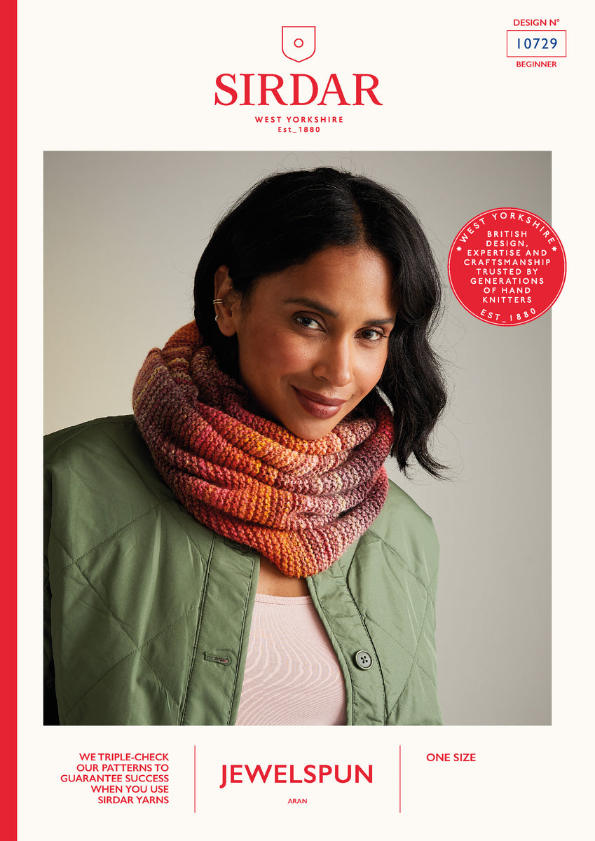Sirdar Jewelspun Cowl knitting pattern 10729 - printed copy – Knit One Kits